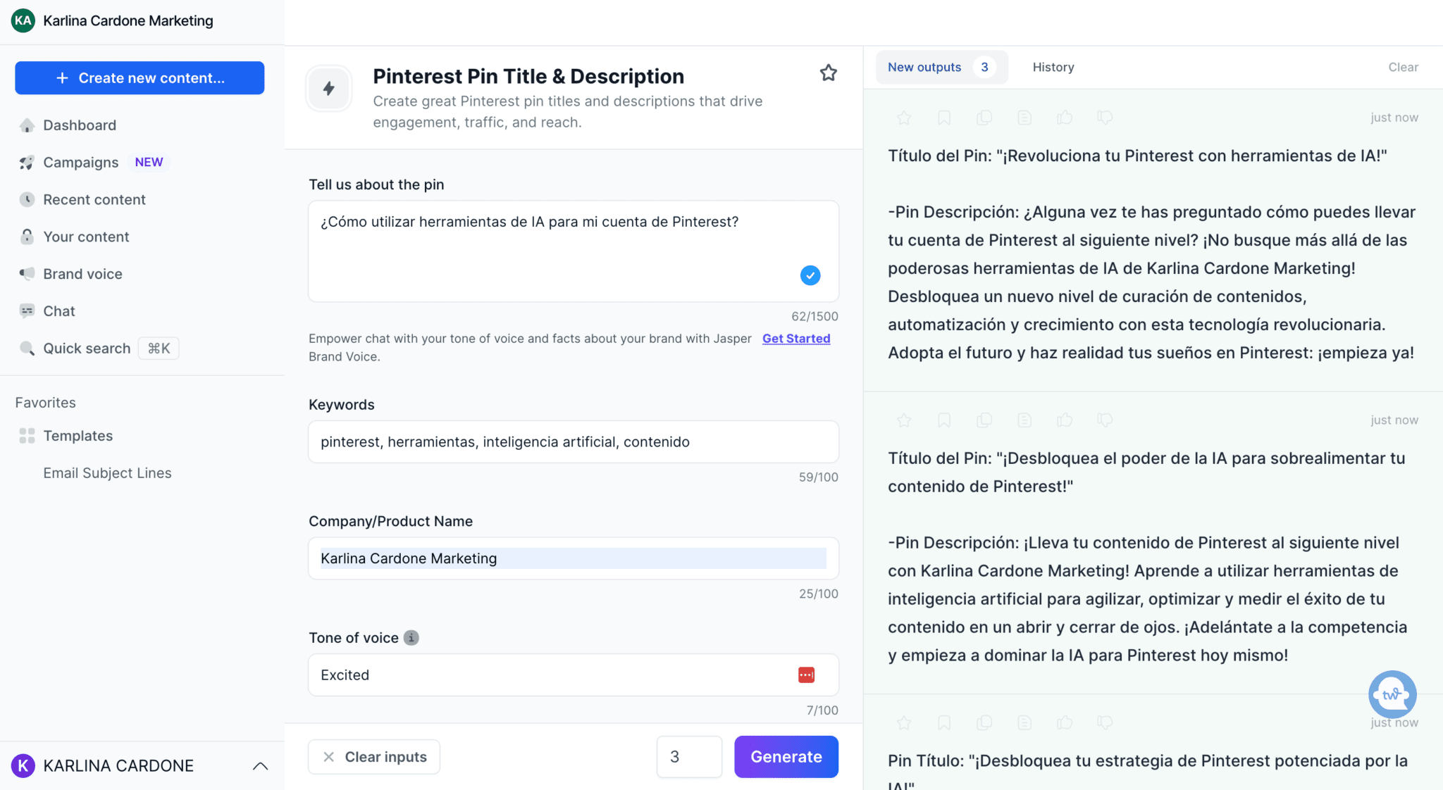 Cómo crear contenido en Pinterest con Jasper AI